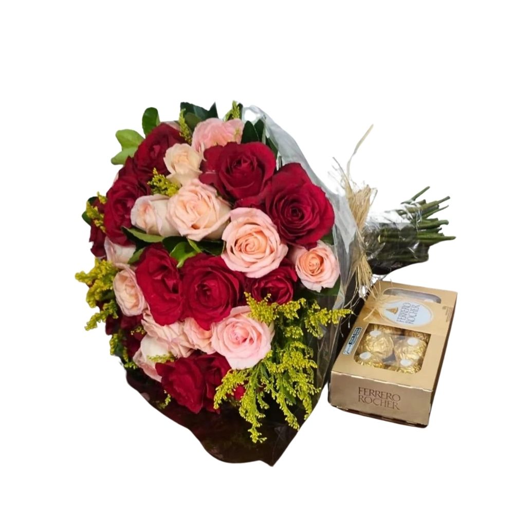 Buquê Tradicional Carinho de Rosas e Chocolates - Floricultura Flor de ...