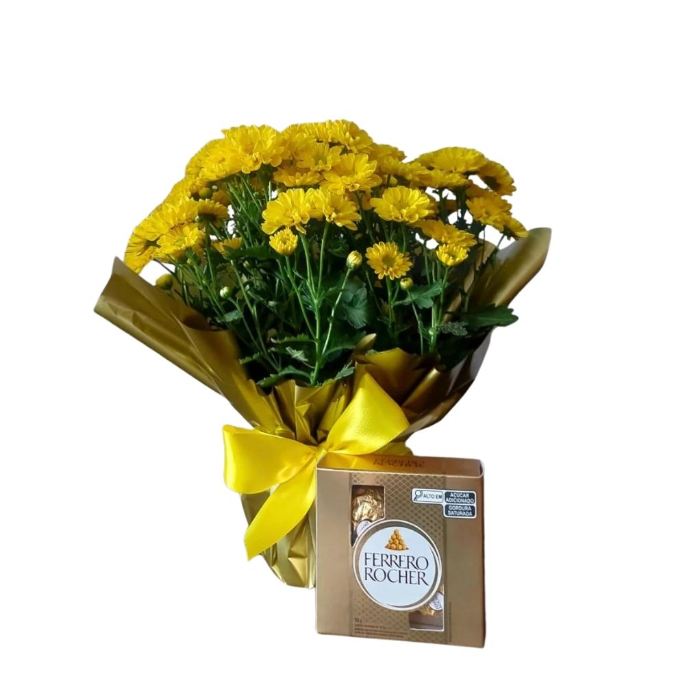Vaso de Mini Margarida Amarela com Ferrero Rocher 04 Unidades ...
